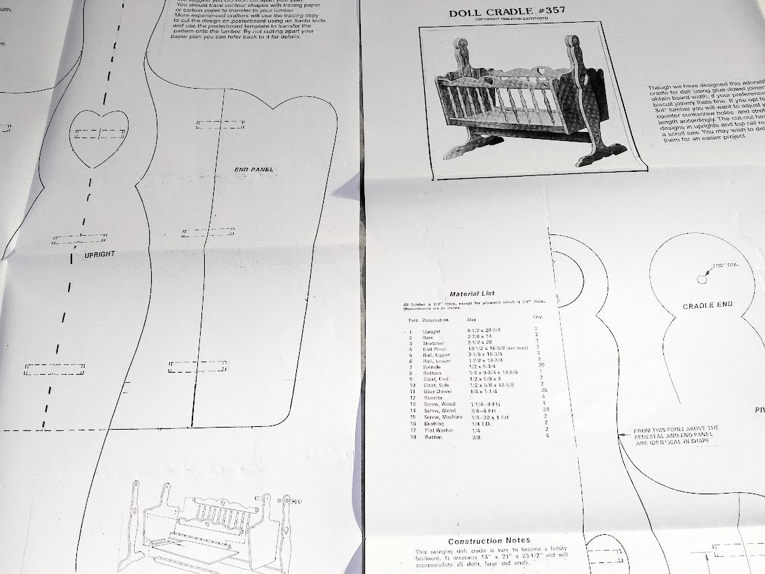 Doll Cradle Plan Pedestal Style sku# 357 – Woodworking Plans & Supply ...